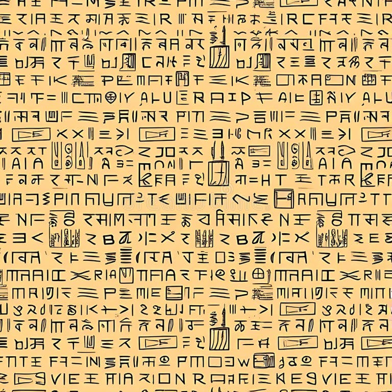 Mesopotamian Cuneiform Writing Seamless Pattern Stock Illustration ...