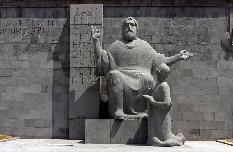 Mesrop Mashtoc and Koryun Statue Stock Image - Image of classical ...
