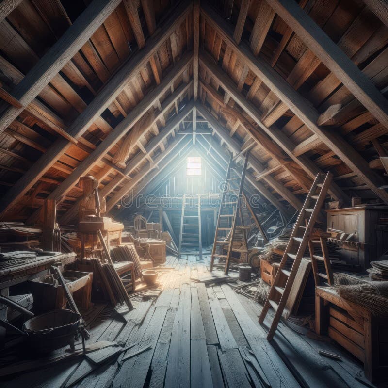 Mess in the Attic of the House. Stock Illustration - Illustration of dark, dirt: 306985501