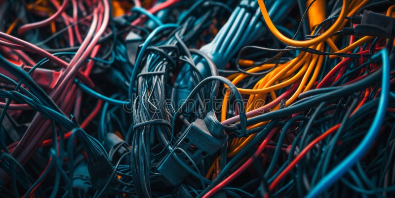 Mess of Colorful Electrical Wires and Cables Complexity Confusion or ...