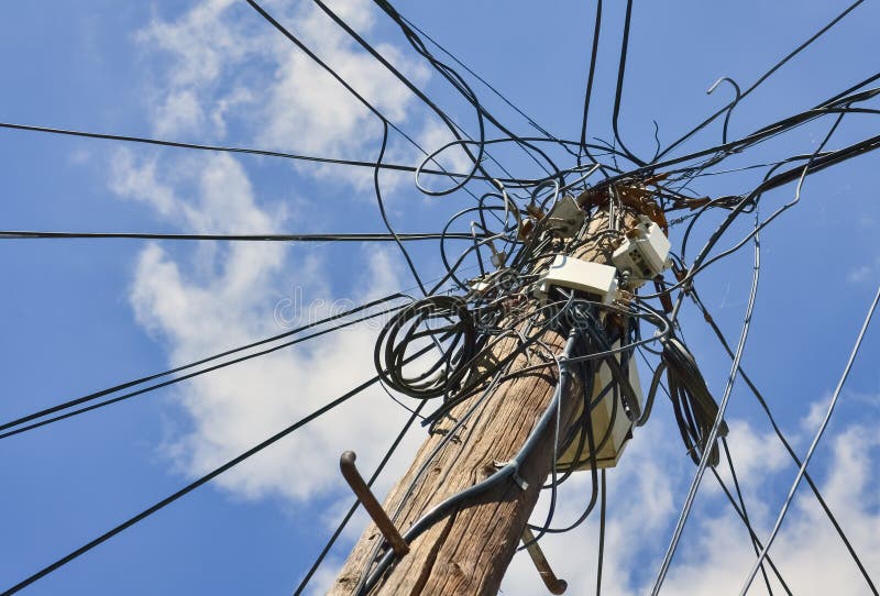 Mess of electric cables stock photo. Image of risky - 127126842