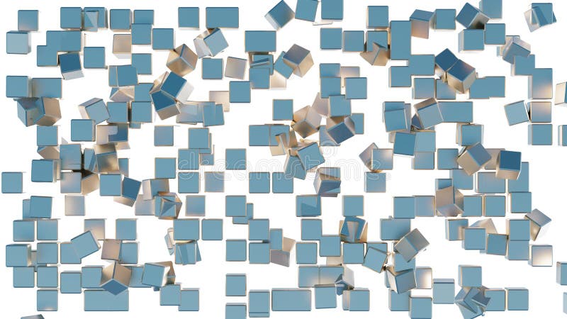 Mess in a Grid of Lots of Golden and Blue Cubes Stock Illustration ...