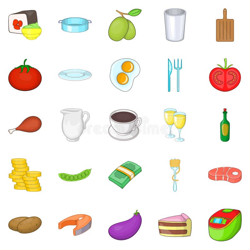 Mess Icons Set, Cartoon Style Stock Vector - Illustration of bakery ...