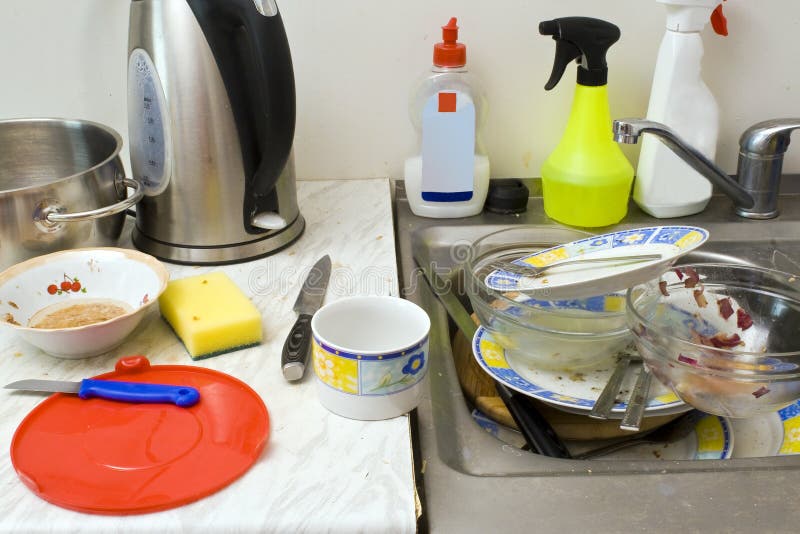 Mess in a kitchen stock image. Image of mess, spoon, porcelain - 16393187
