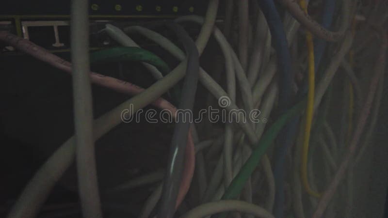 Mess of Lan Patch Cords in the Rack Stock Footage - Video of backup ...