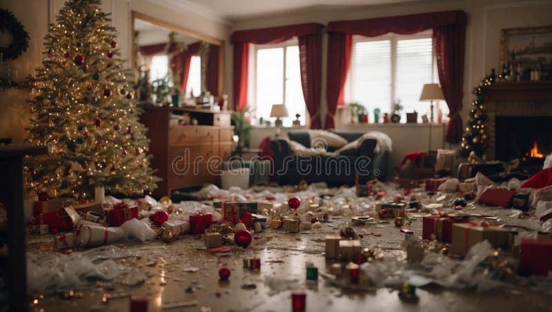 The Mess in the Room after the Christmas and New Year Holidays. Stock ...