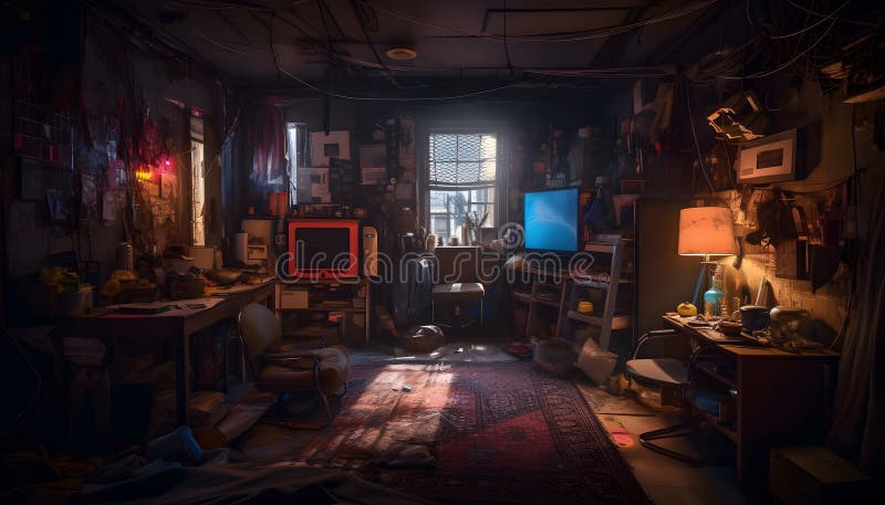 Mess in the Room of the House, Garbage and Trash, Retro Computer and ...