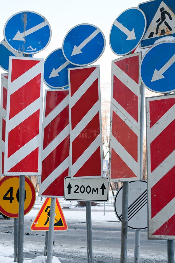Mess of traffic signs stock photo. Image of maintenance - 87732904