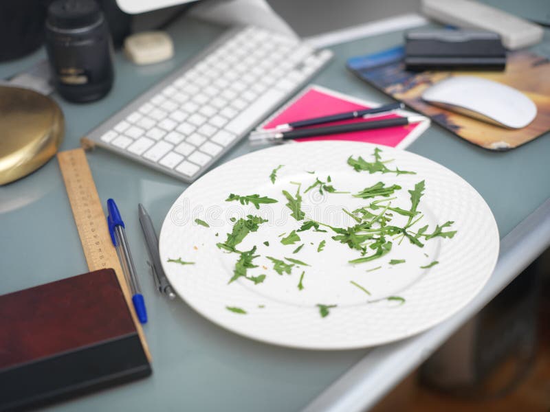 Mess on the Work Desk. Hard Work Concept with Free Space for Text Stock ...