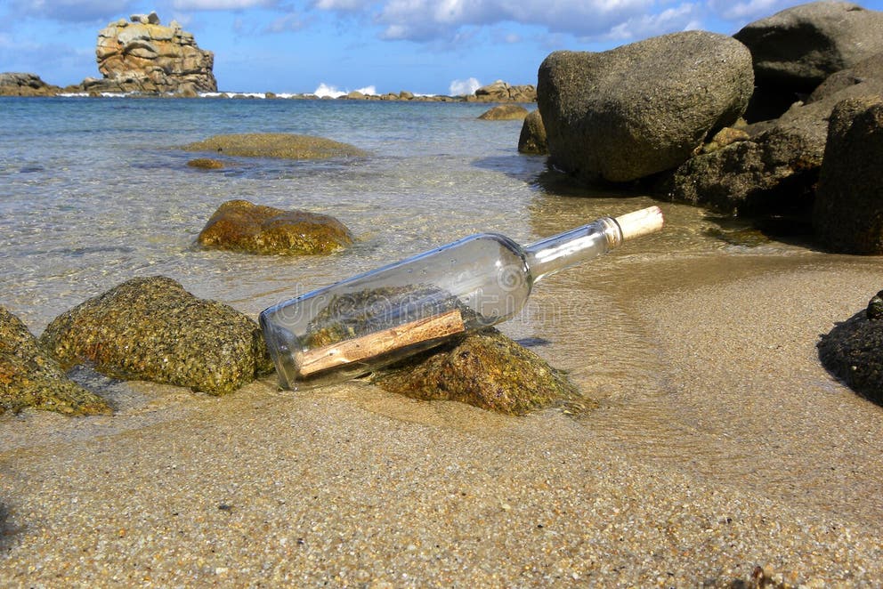 Message stock photo. Image of beach, rock, glass, castaway - 19485684