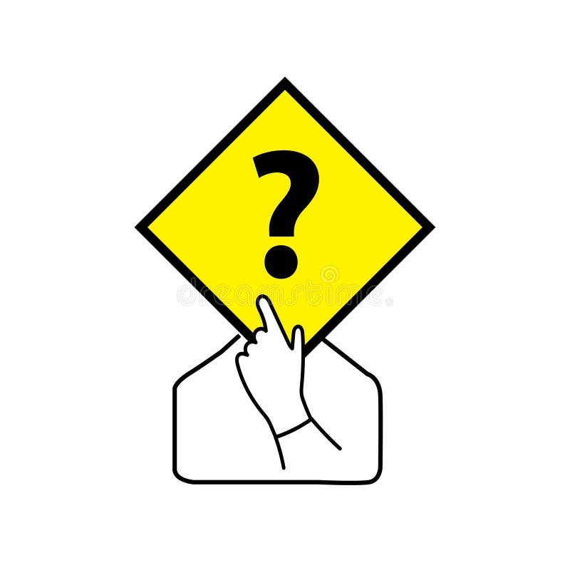 Person Holding a Yellow Diamond Shape with Question Mark on His Face ...