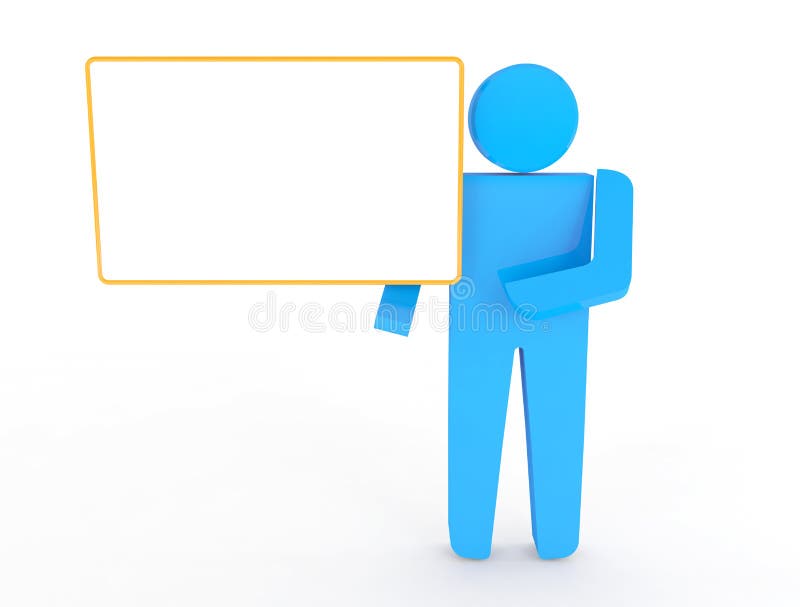 Little 3d Human and a Tablet Pc Stock Illustration - Illustration of ...