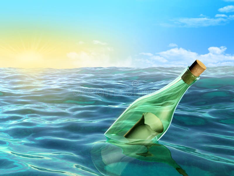 Message in a bottle stock illustration. Illustration of hope - 12350968