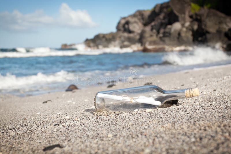 Glass Bottle with Message Inside Stock Photo - Image of message ...