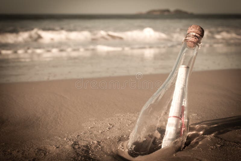 Message in a Bottle stock photo. Image of cork, remote - 24989100