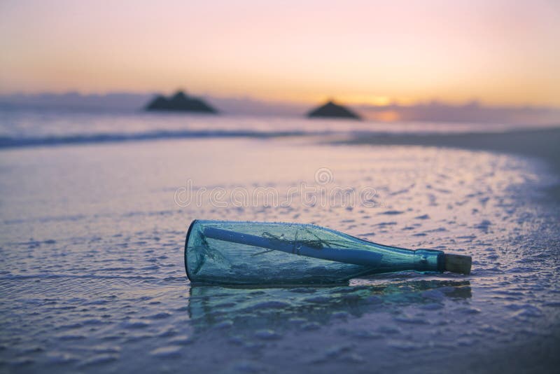 Message in a Bottle on the Beach Stock Photo - Image of pacific, ocean ...