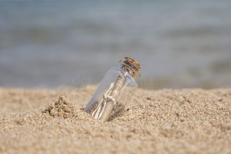 Message in a Bottle on Beach Stock Image - Image of bottle, coast ...