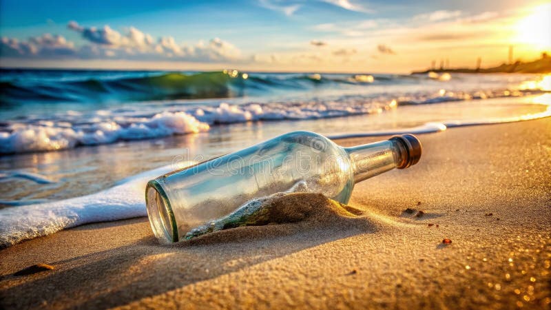 Message in a Bottle at Sunset, Beach, Ocean, Seashell, Drifting , Beach ...