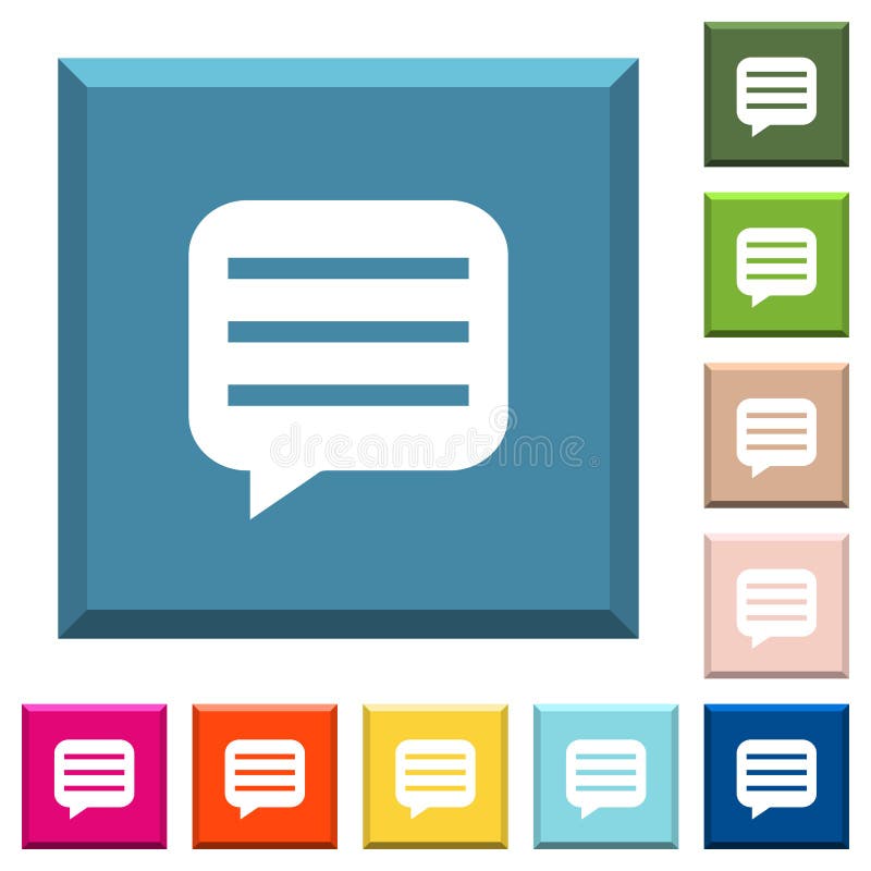 Message Box with Rows White Icons on Edged Square Buttons Stock Vector ...