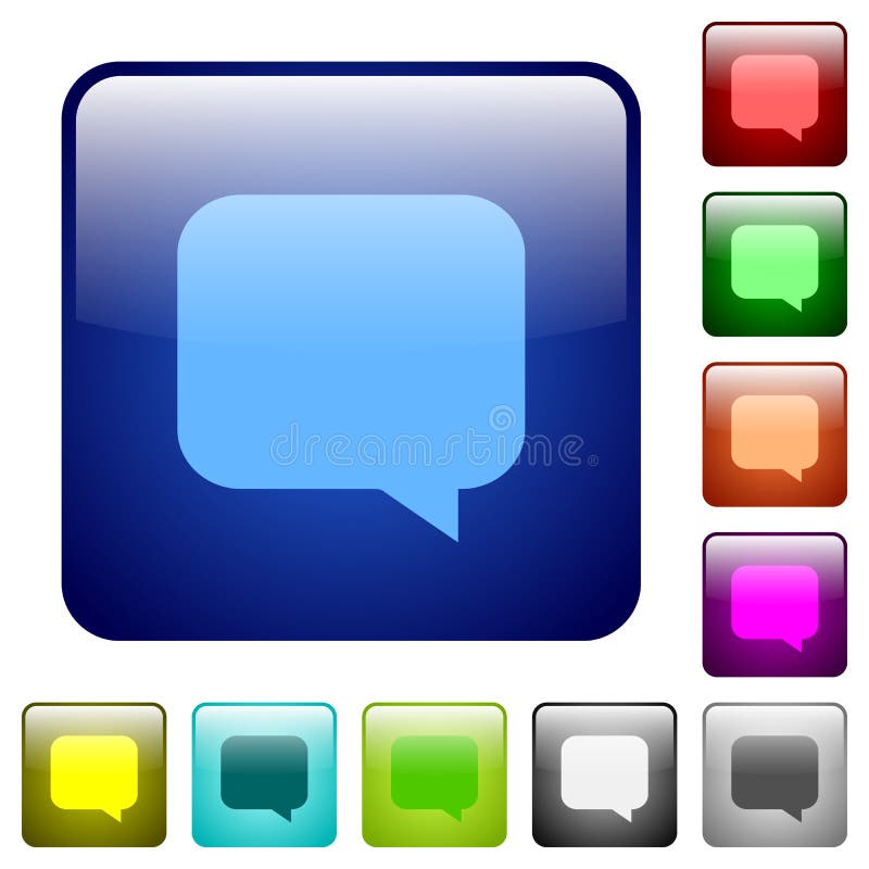 Message Bubble Color Square Buttons Stock Vector - Illustration of ...