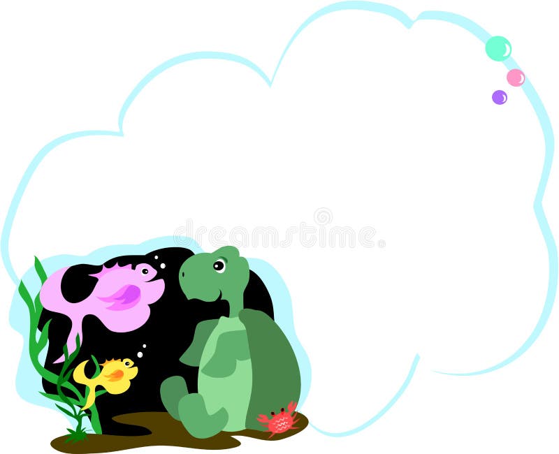 Message Bubble with Green Turtle and Fish Friends Stock Vector ...
