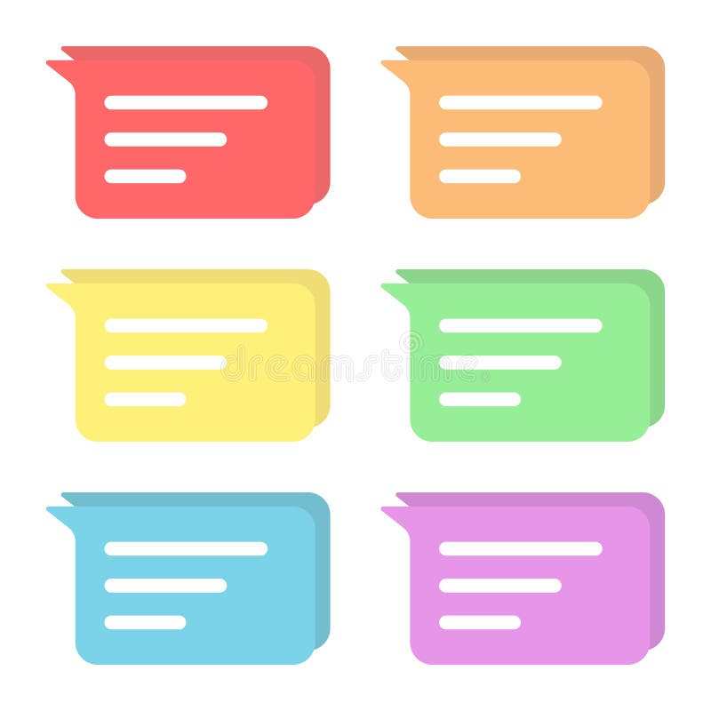 Message Bubble Icons in Multiple Colors Stock Vector - Illustration of ...