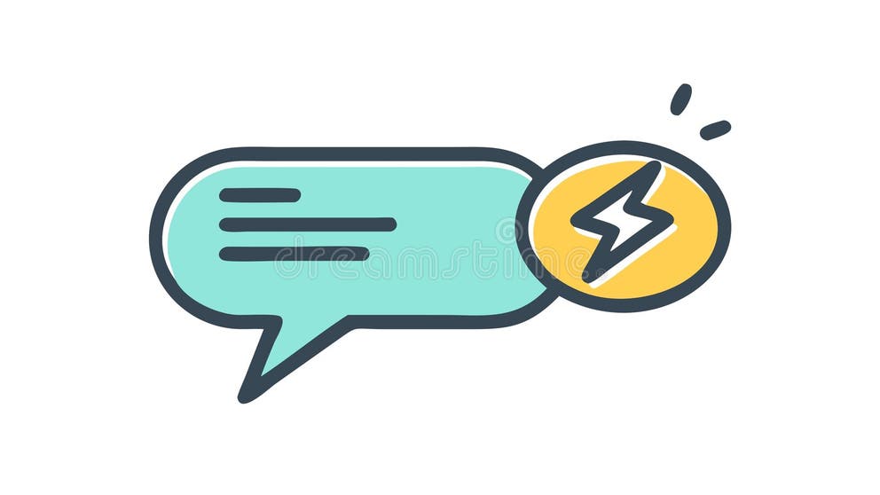 Message Bubble with Lightning Bolt for Urgent Alerts, Vector Design ...