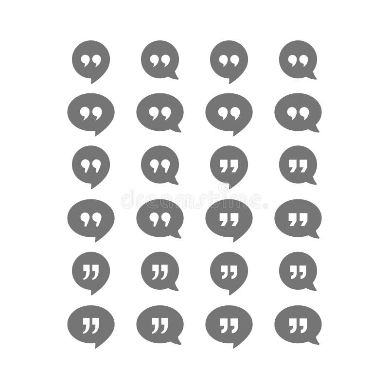 Message Bubble and Quotation Mark Vector Icon Set Stock Vector ...
