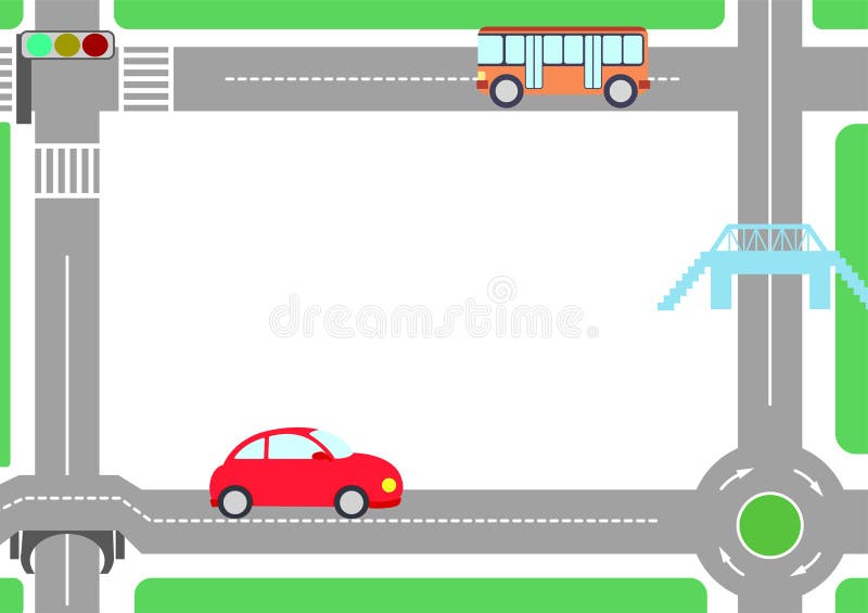 A Message Card Showing a Scene of Red Car and Bus Passing by. Keep To ...