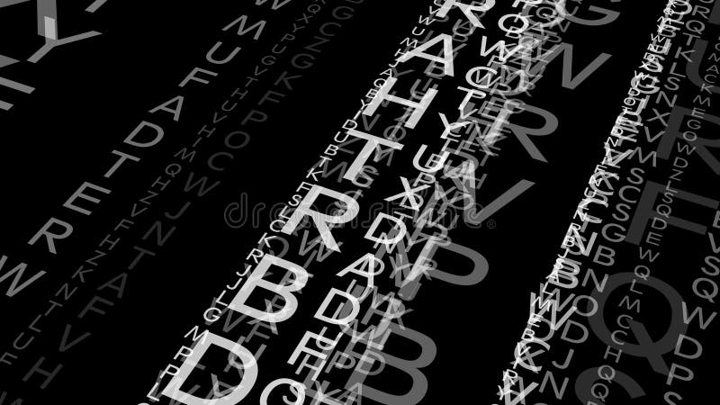 Random Text Letters on Black Background Chaotic and Dynamic Composition ...