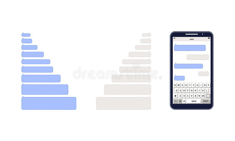 Message Chat Bubbles Vector Icons for Messenger. Smartphone with Typing ...