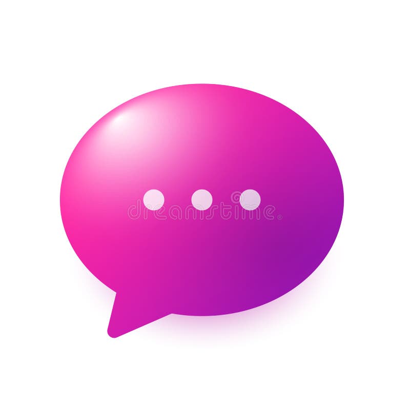 Message or Chat Icon in 3d Style. Glossy Pink Button for Mobile App or ...