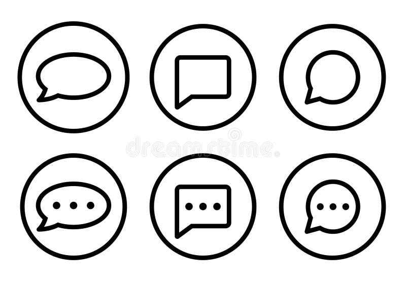 Message, Comment, and Chat Icon Vector in Circle Line Stock Vector ...