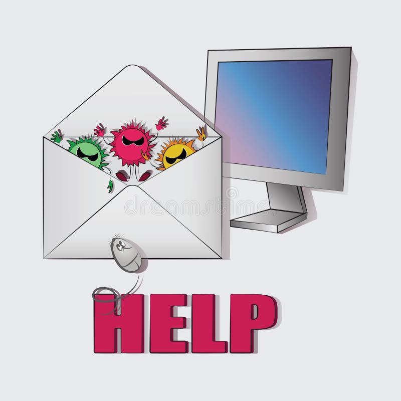Message and Computer Virus. Stock Vector - Illustration of center ...