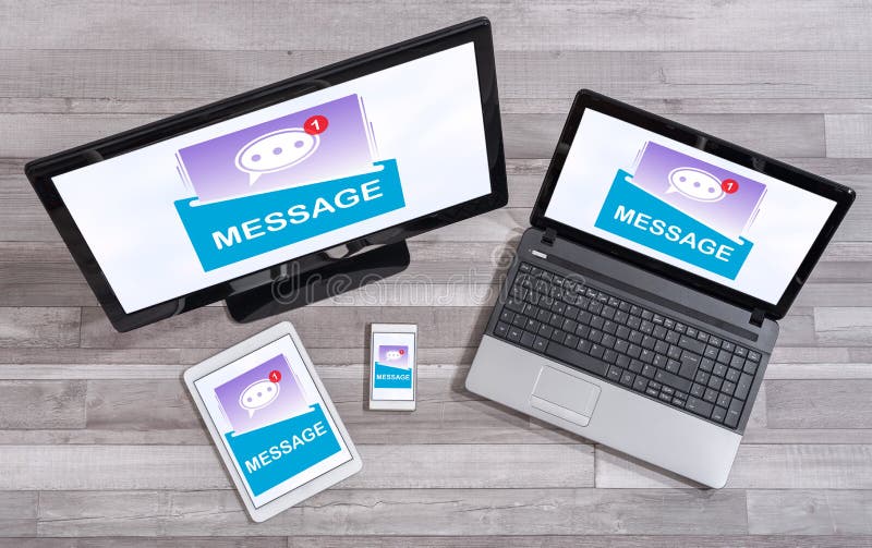 Message Concept on Different Devices Stock Image - Image of computer ...