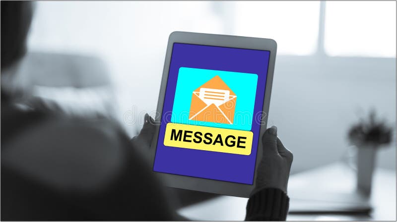 Message Concept on a Tablet Stock Image - Image of technology, sending ...