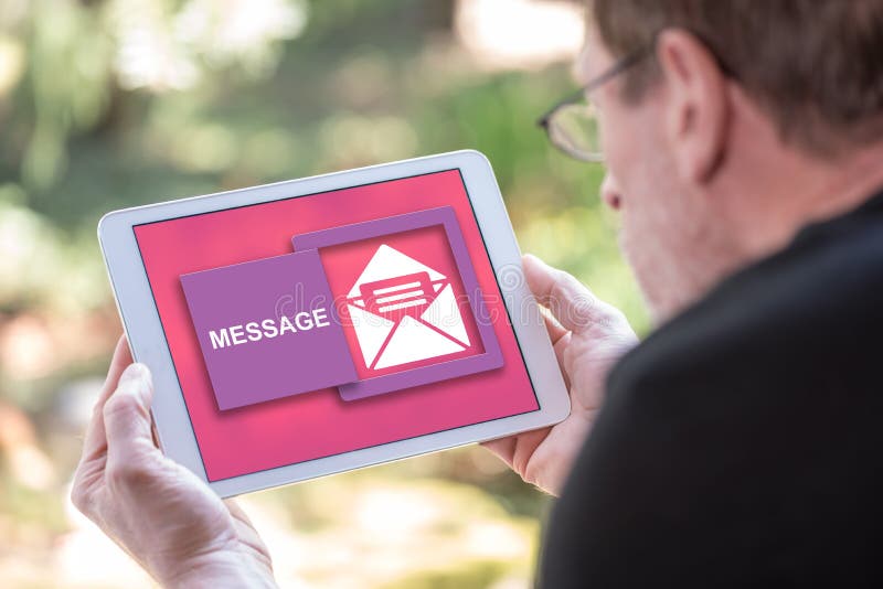 Message Concept on a Tablet Stock Photo - Image of message, online ...