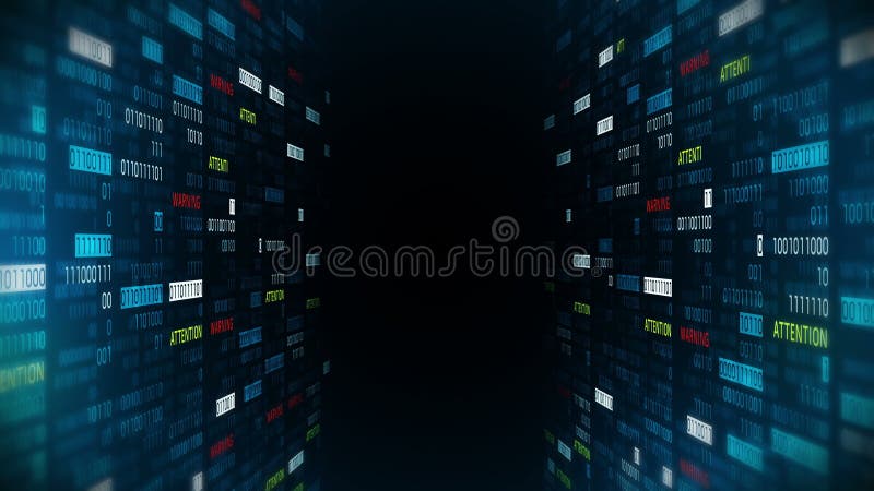 Warning And Attention Message With Binary Numbers Web Online With Digital Technology Loop