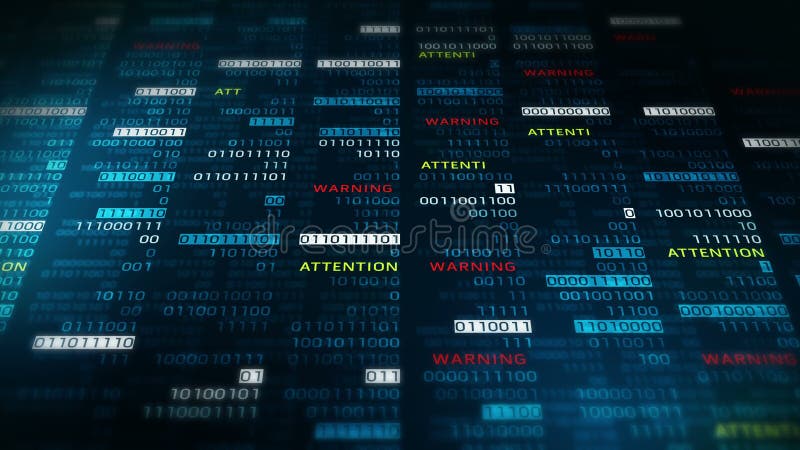 Warning And Attention Message With Binary Numbers Web Online With Digital Technology Loop