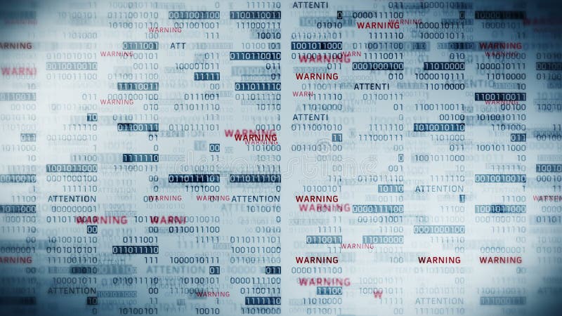 Warning And Attention Message With Binary Numbers Web Online With Digital Technology Loop