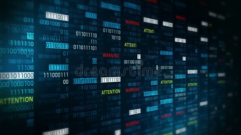 Warning And Attention Message With Binary Numbers Web Online With Digital Technology Loop