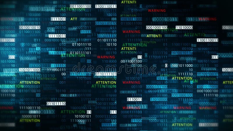 Warning And Attention Message With Binary Numbers Web Online With Digital Technology Loop