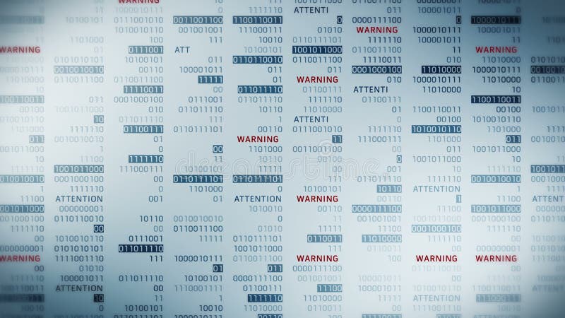 Warning and Attention Message with Binary Numbers. Web Online with Digital Technology Loop ...