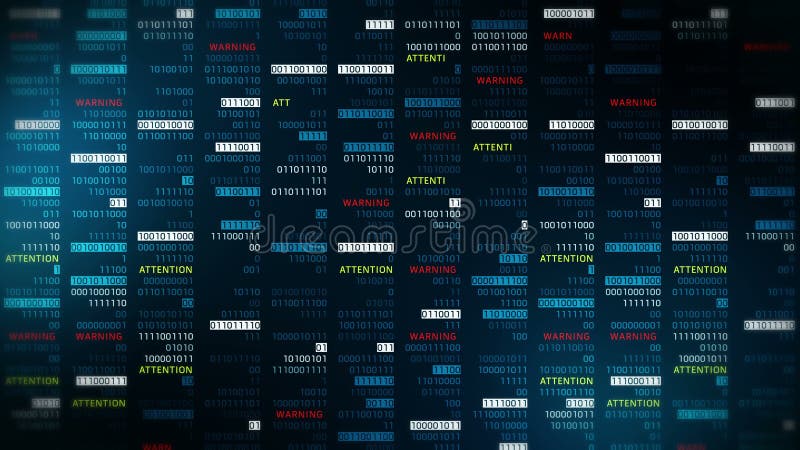 Warning And Attention Message With Binary Numbers Web Online With Digital Technology Loop