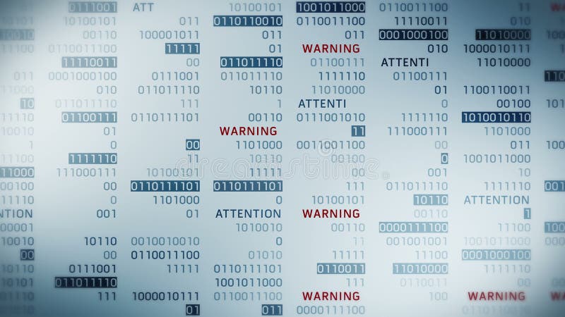 Warning And Attention Message With Binary Numbers Web Online With Digital Technology Loop