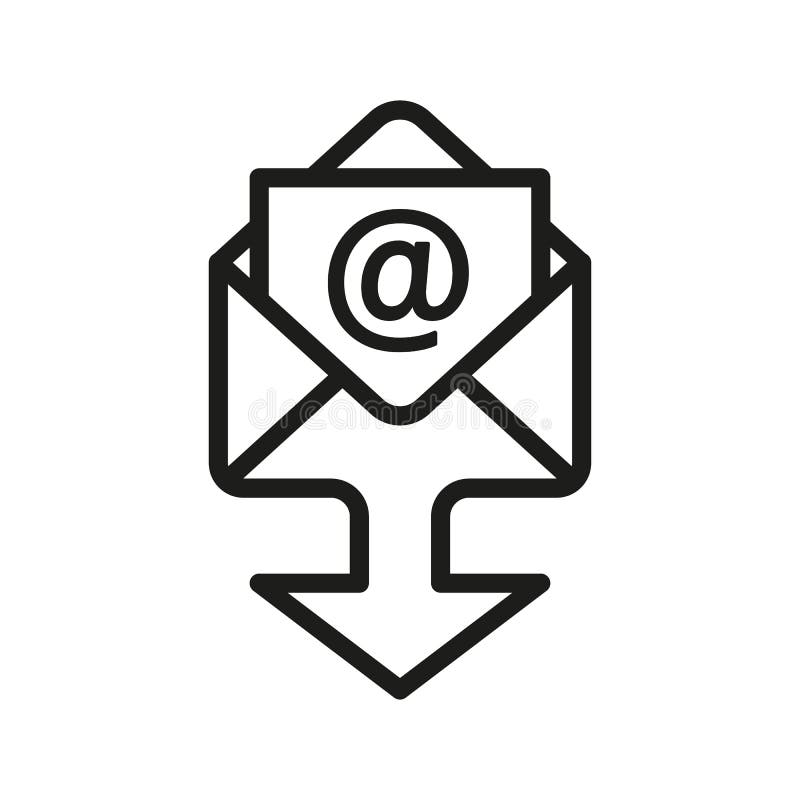 Message or E-mail Download Icon. Email Down Arrow Vector Illustration ...