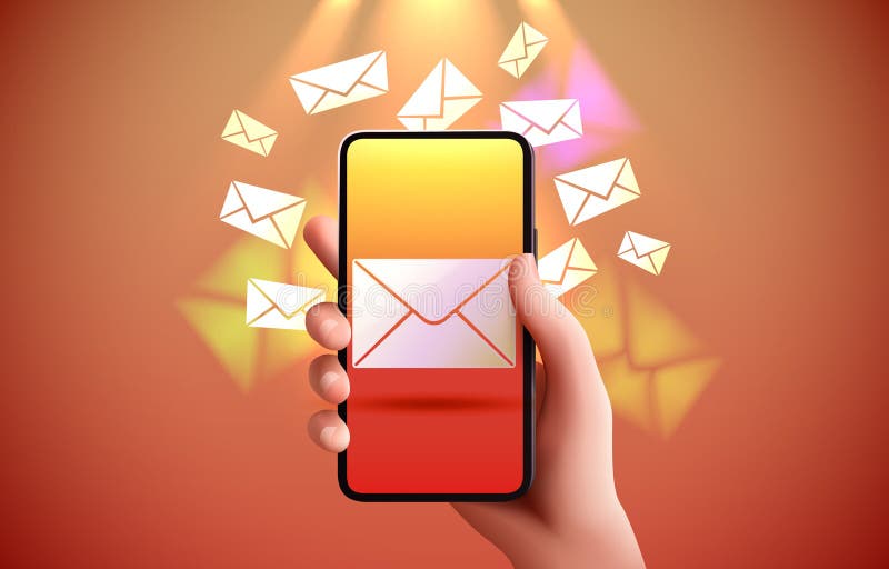 New Email on the Smartphone Screen Icon in Flat Style Stock Vector ...