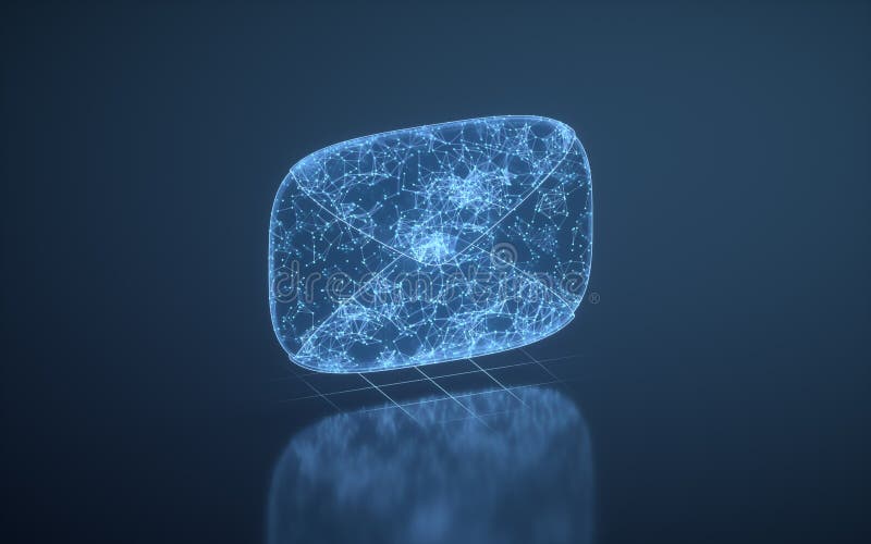 Message Envelope with Digital Lines Effect, 3d Rendering Stock ...