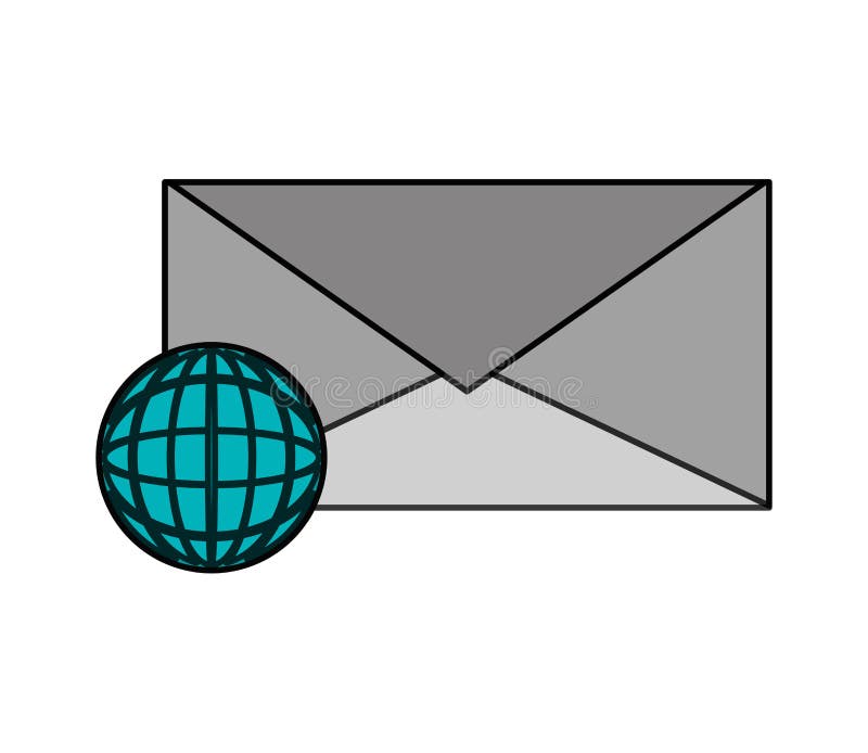 Message Envelope and Earth Globe Diagram Icon Stock Vector ...