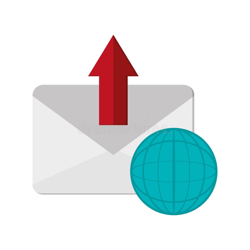 Message Envelope and Earth Globe Diagram Icon Stock Vector ...